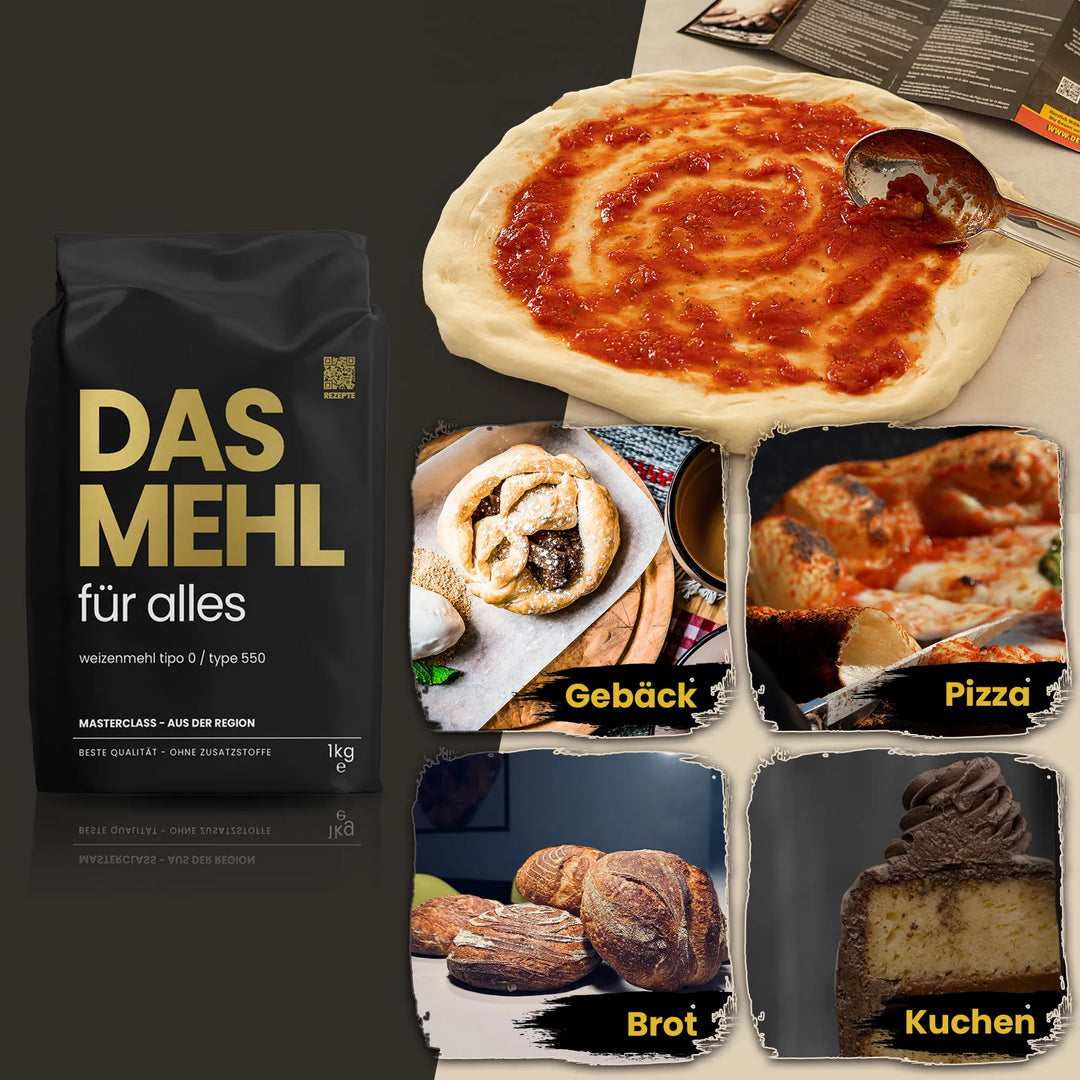DAS MEHL | 9x 1kg Weizenmehl Tipo 0 / Type 550-13% Protein/Eiweiß + 1x ...
